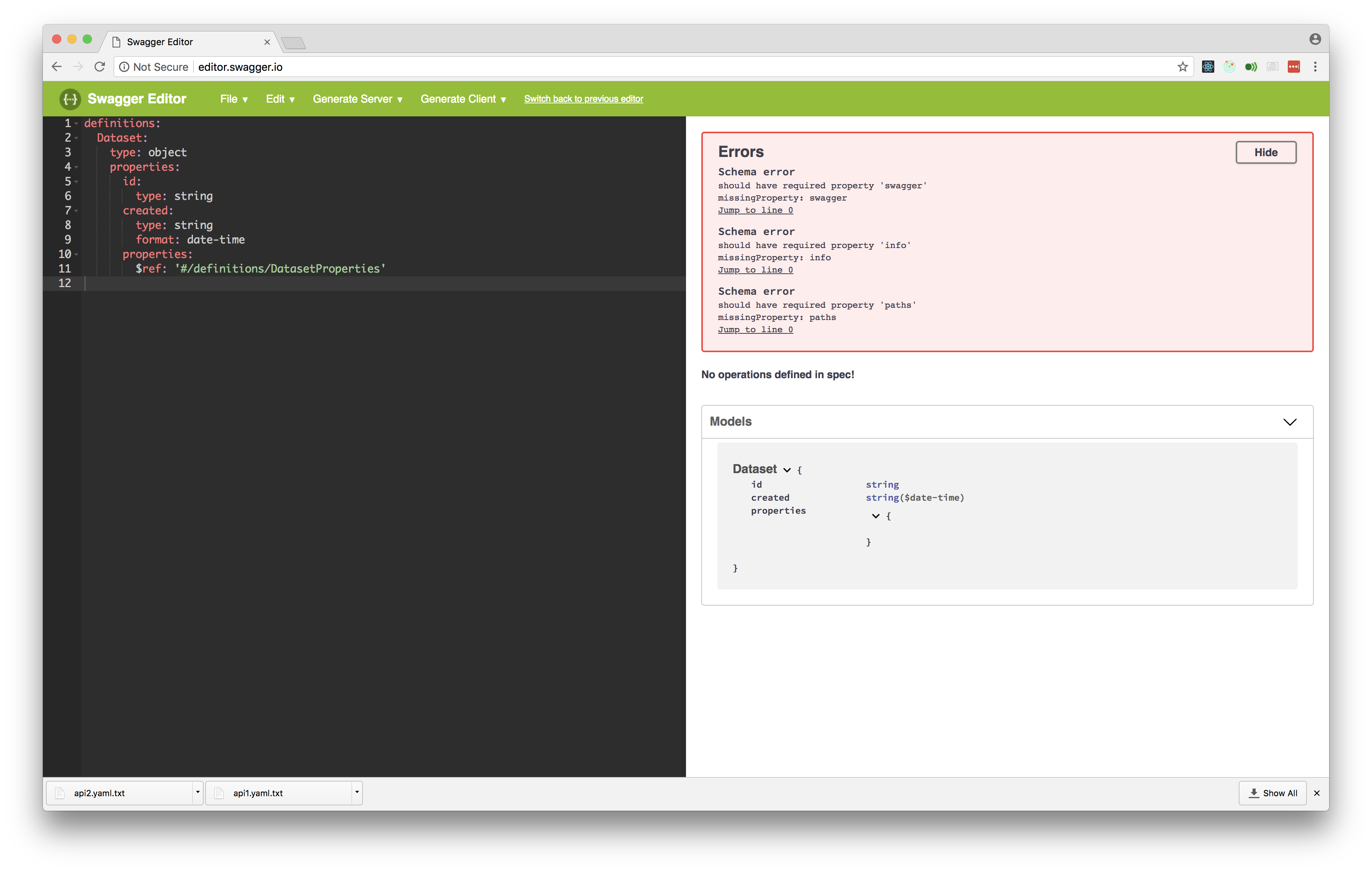 Model and example data not rendered when field is named "properties ...